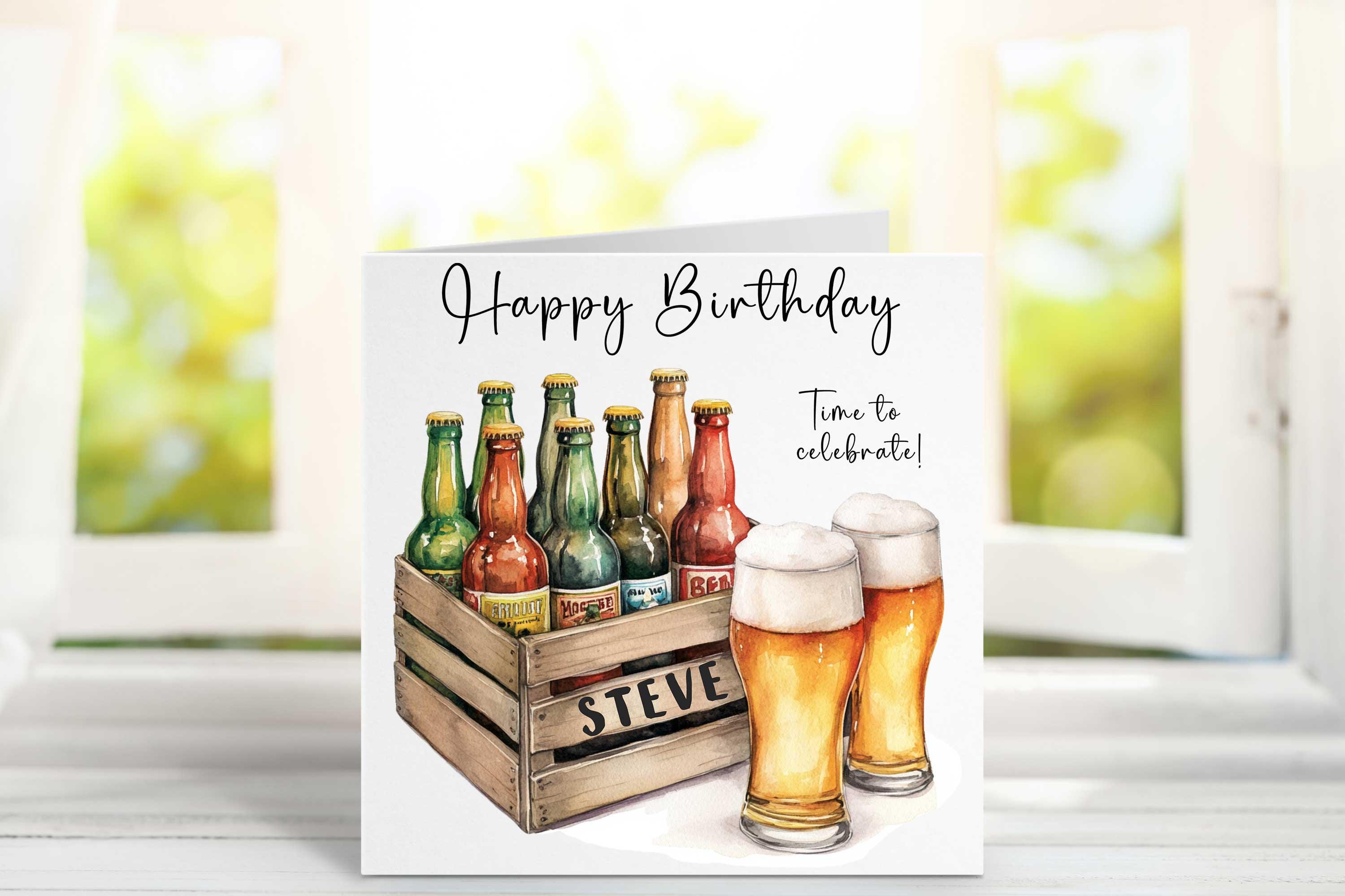 Personalised Beer Bottle Birthday Card Lager Card Bottles Crate Happy ...