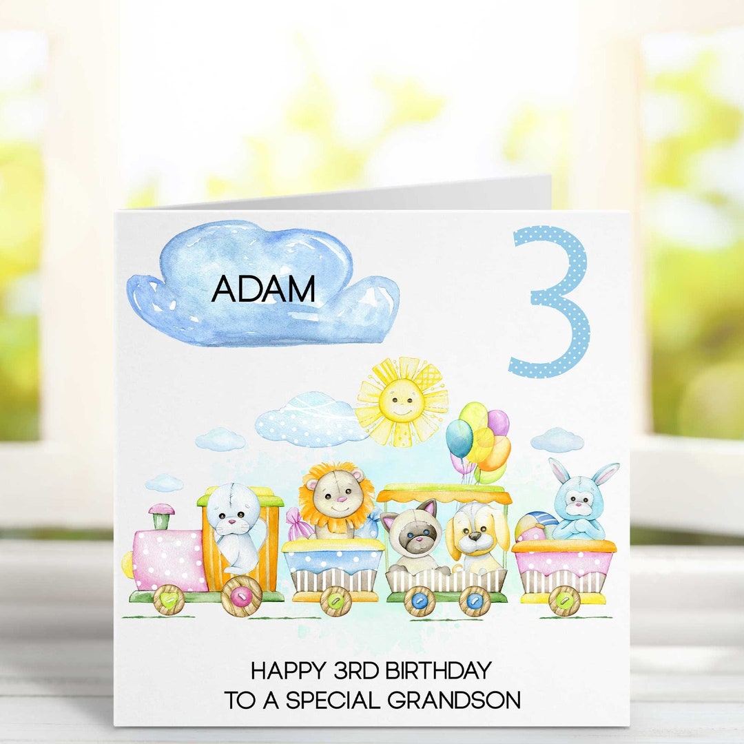 Personalised 3rd Birthday Card, Third Birthday Card, Boys 3rd Birthday ...