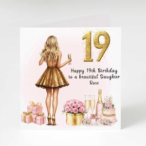 19th Birthday Card for Her, Personalised Nineteenth Birthday Card for ...