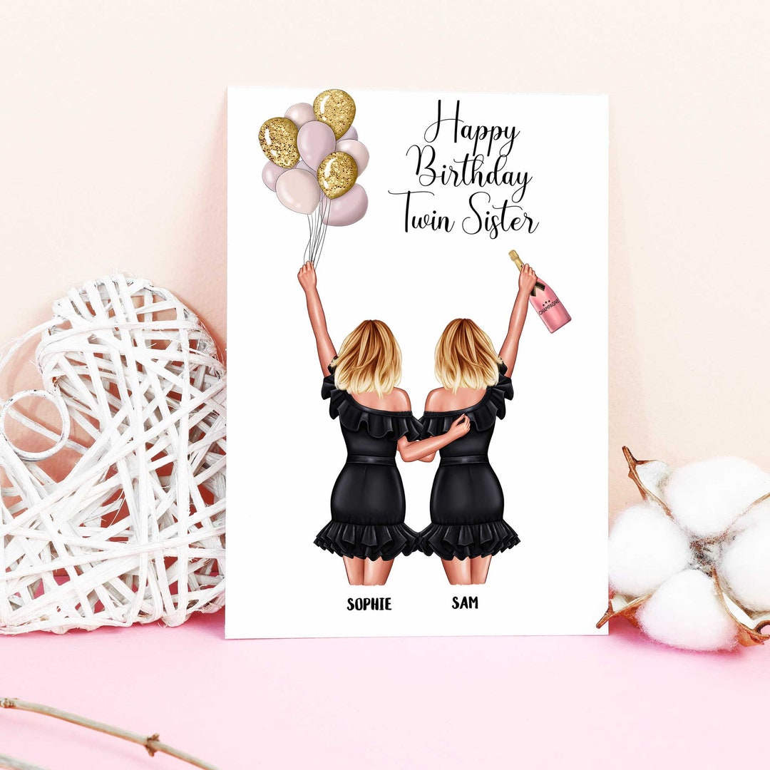 Twin Sister Birthday Card - Twin Sister Card - Twinnie - Cards for ...