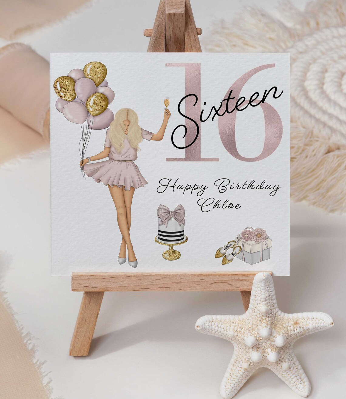 Personalised 16th Birthday Card Blonde Hair Girl Daughter - Etsy