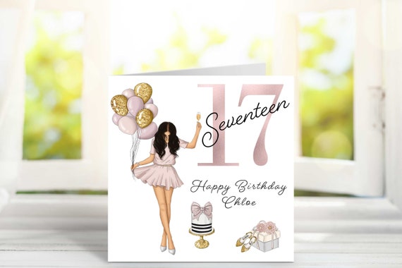 17th Birthday card for her Personalised Birthday Card | Etsy
