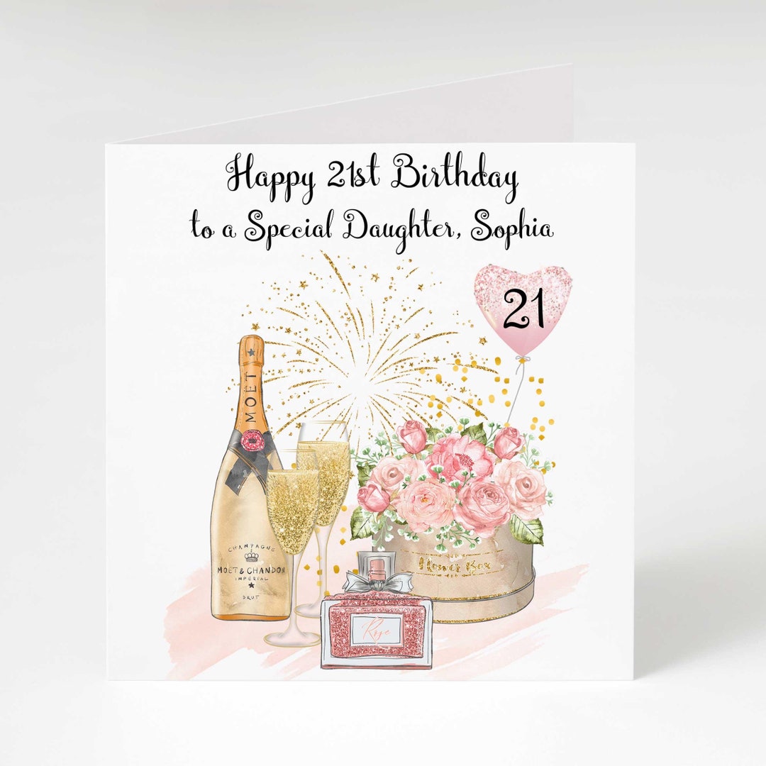 21st Birthday Card for Her, Personalised Twenty First Birthday Card for ...