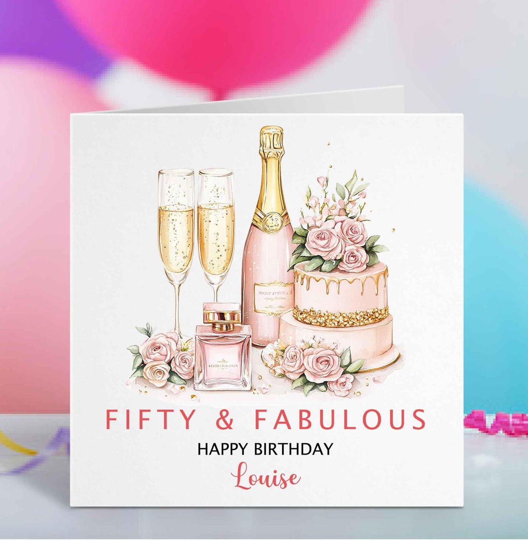 50th Birthday Card Fifty and Fabulous Birthday Card, Mum, Sister ...