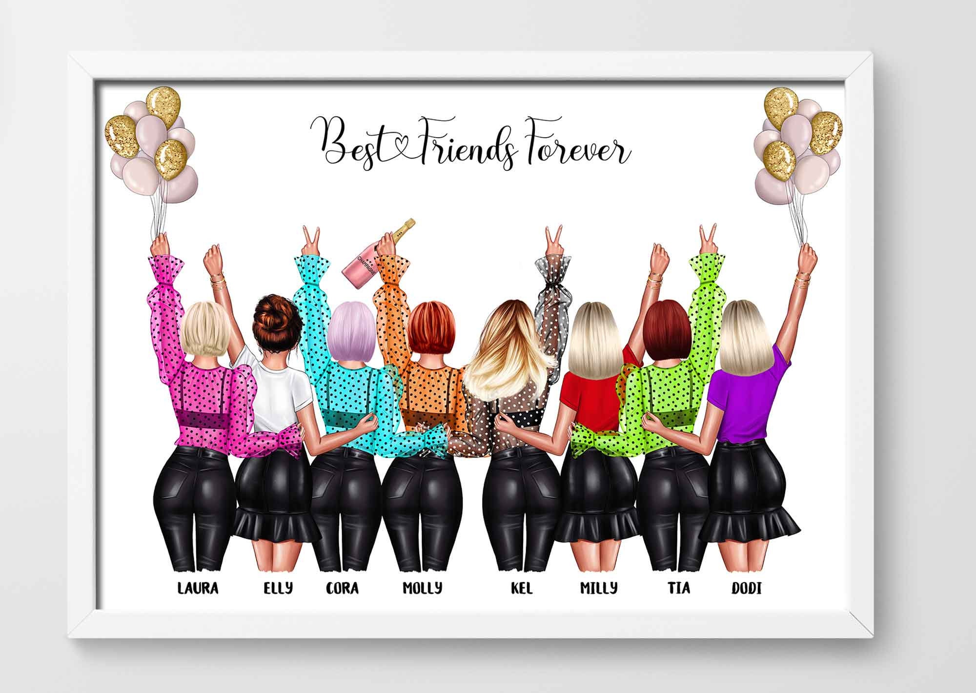 Best Friends Print 8 Girlfriends bestie gifts friendship - Etsy.de