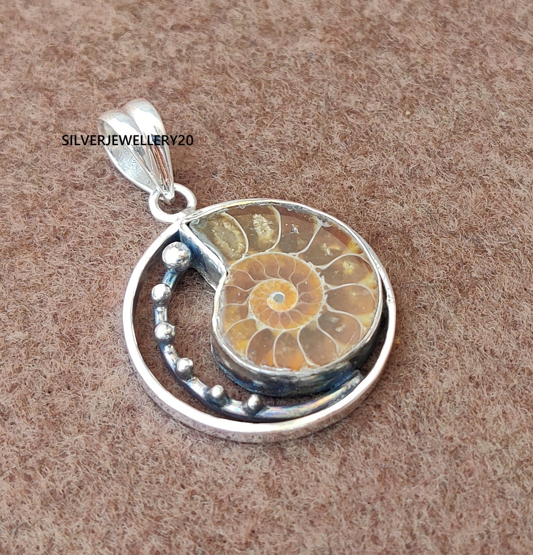 Amazing Ammonite Fossil Pendant Ammonite Fossil Rare Style 925 Sterling ...