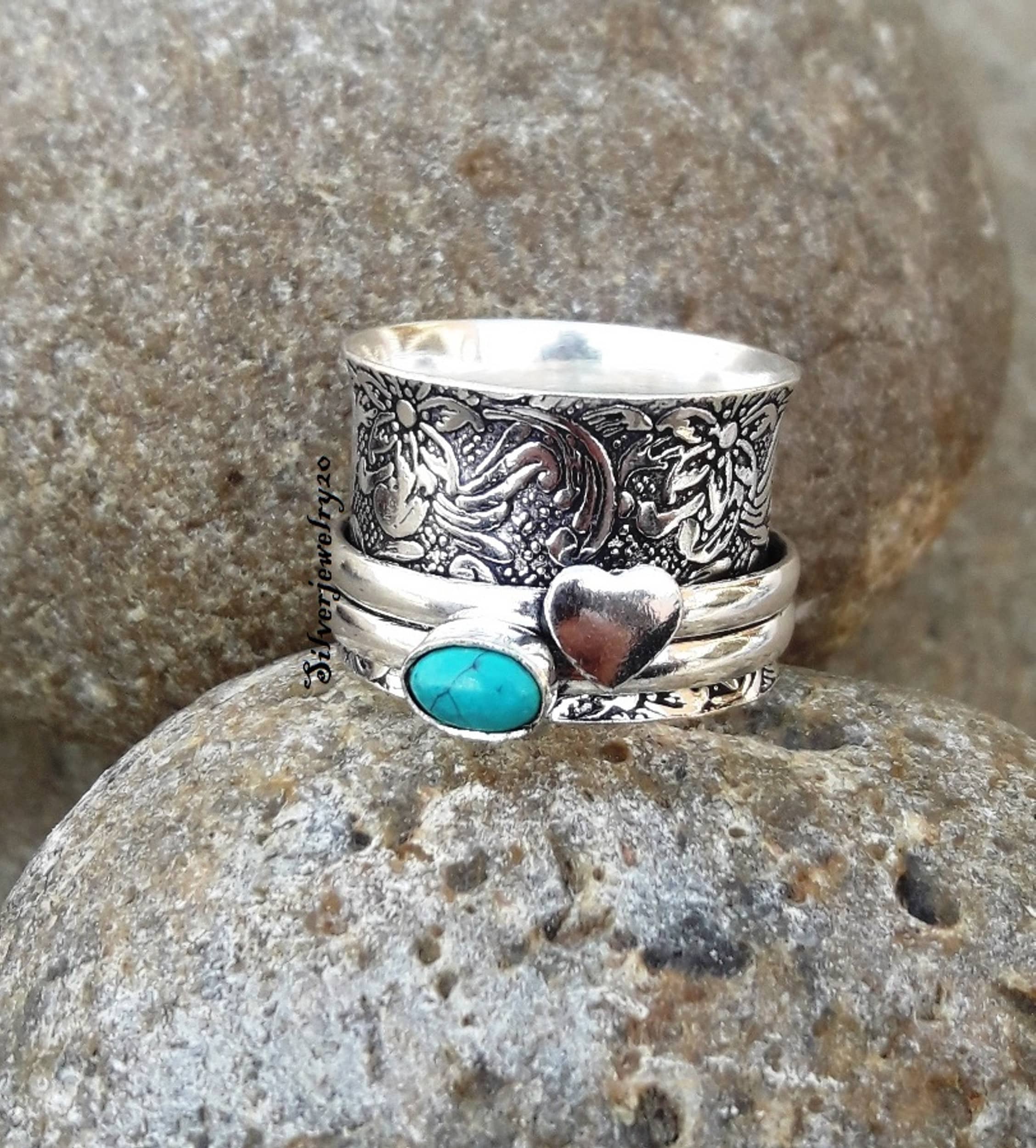 Sterling Silver Ring, Thumb Ring, Turquoise Stone Ring,