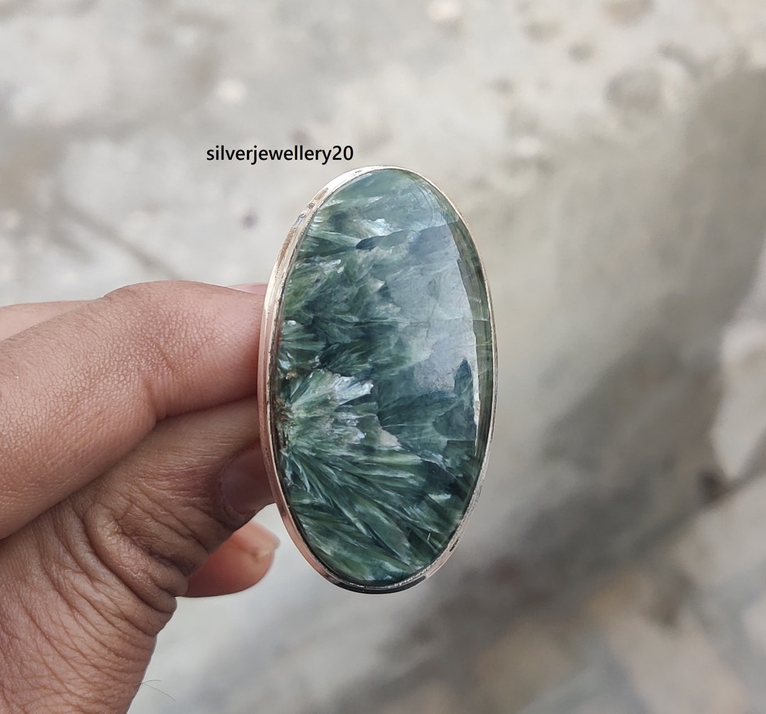 Seraphinite Ring, 925 Sterling Silver Ring, Handmade Ring, April ...