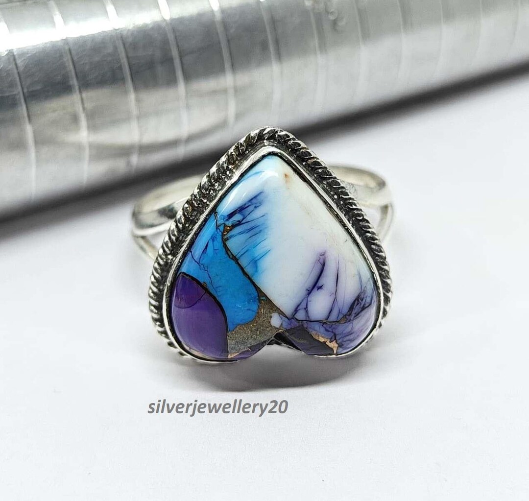 Handmade Kingsman Turquoise Heart Ring, 925 Sterling Silver All ...