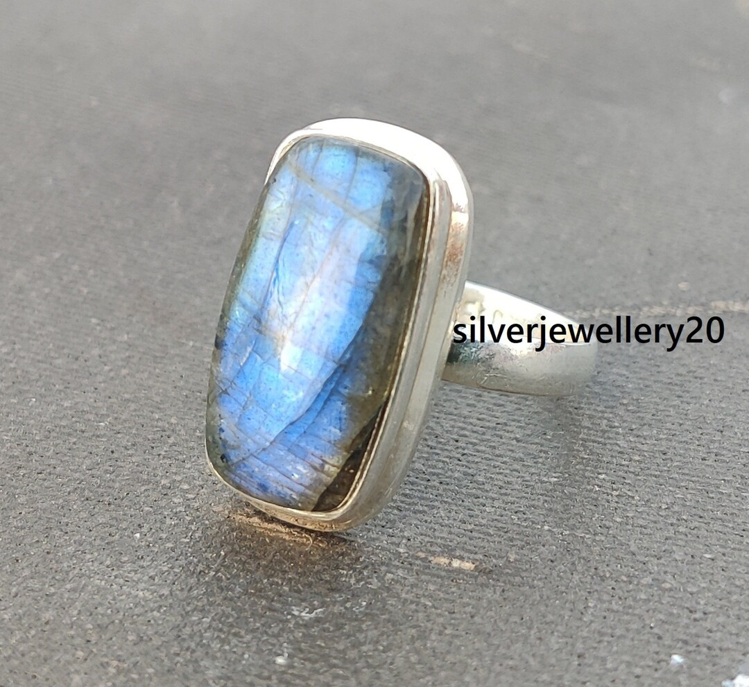 Natural Labradorite Silver Ring, Rings for Women, Boho Ring, 925 Solid ...