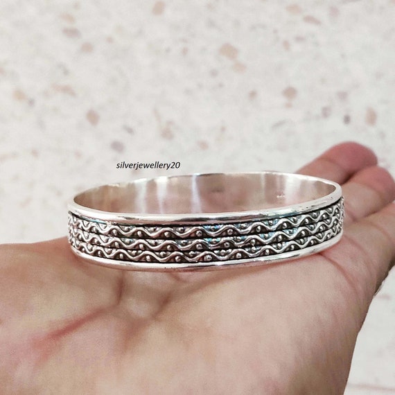 Silver Bangle 925 Sterling Silver Handmade Silver Bangle Etsy