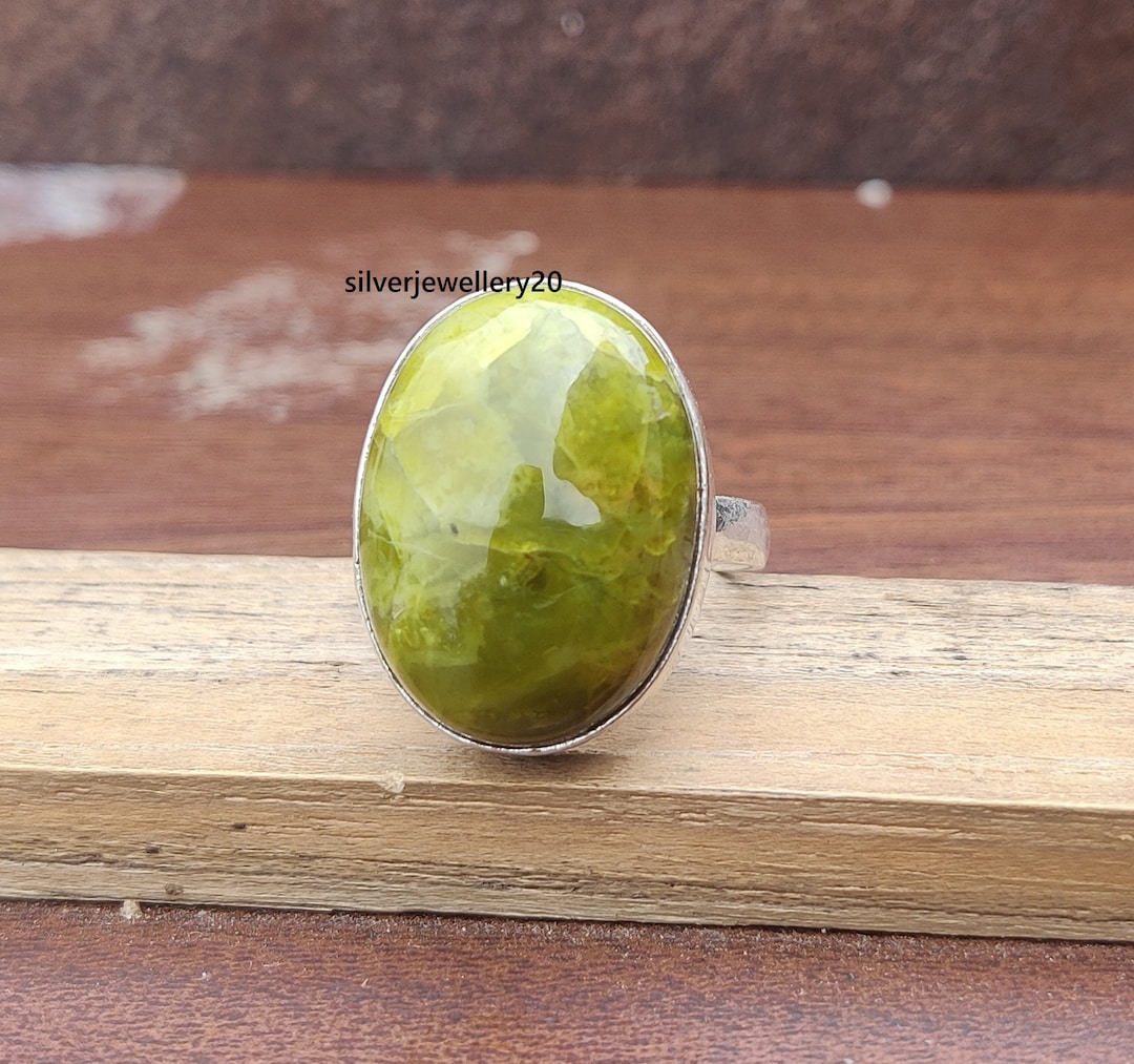 Green Opal Gemstone Ring for Her, 925 Sterling Silver Ring, Women Ring, Bridesmaid Jewelry, Gift ...