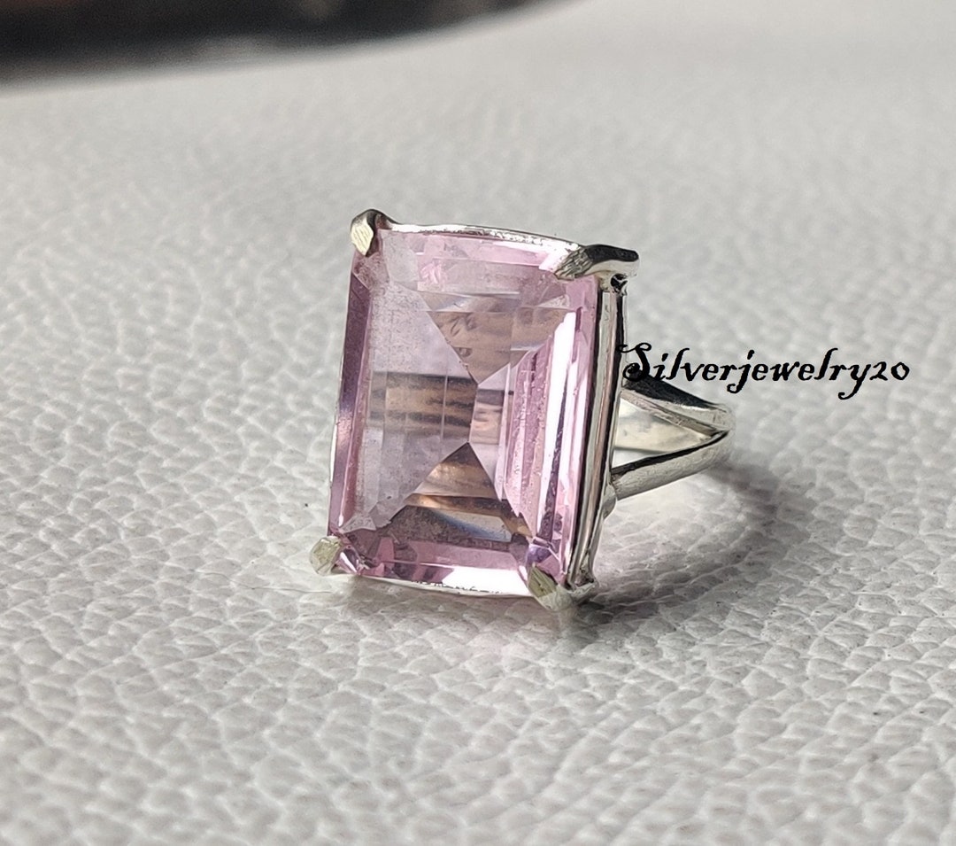 Rose Quartz Ring , 925 Silver Ring, Band Ring , Handmade Ring, Gemstone ...