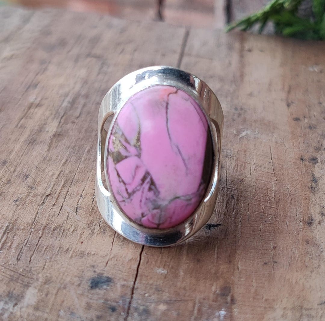 Pink Turquoise Gemstone Ring Solid, 925 Sterling Silver, Designer ...