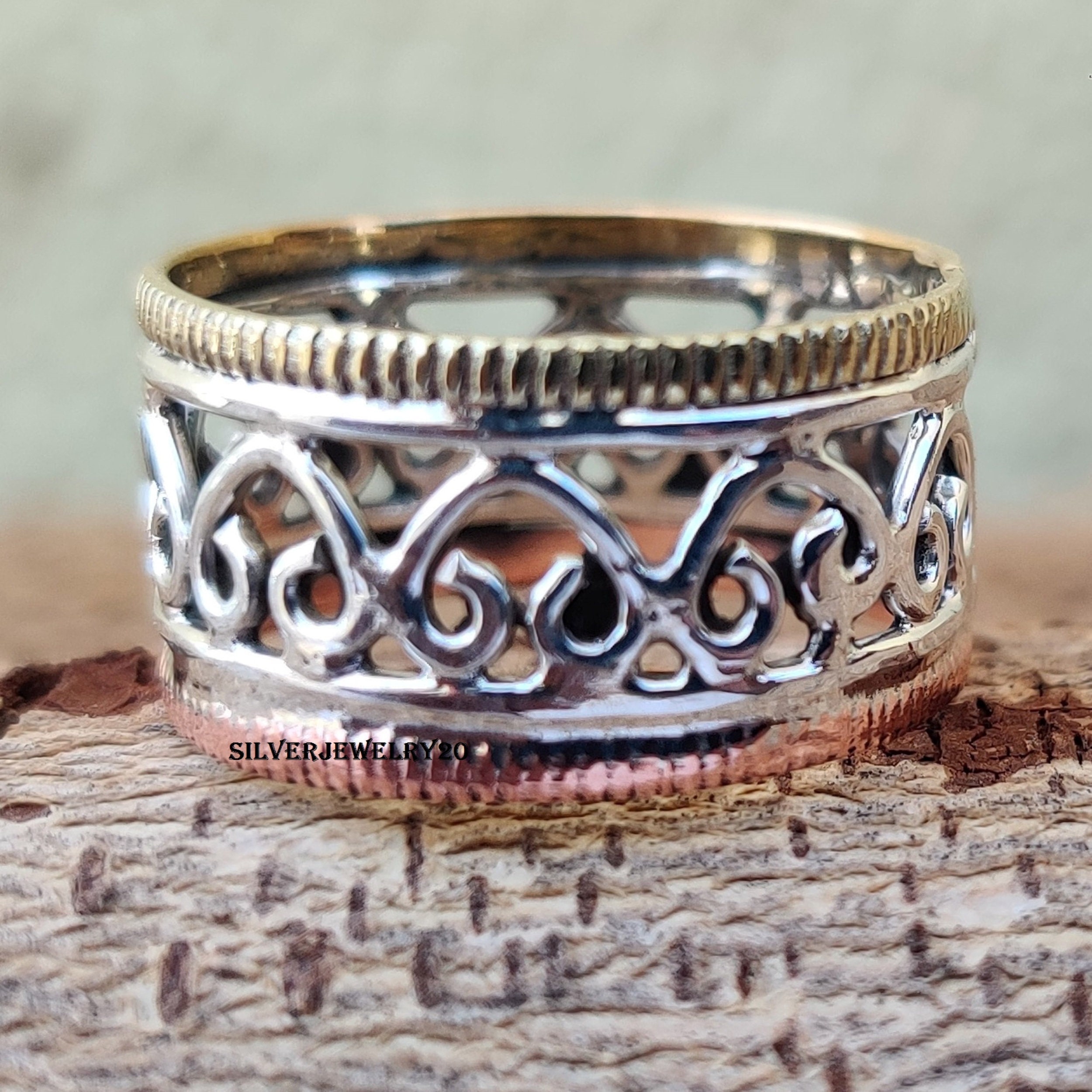 Band Ring 925 Silver Ring Copper & Brass Ring Anxiety Ring | Etsy