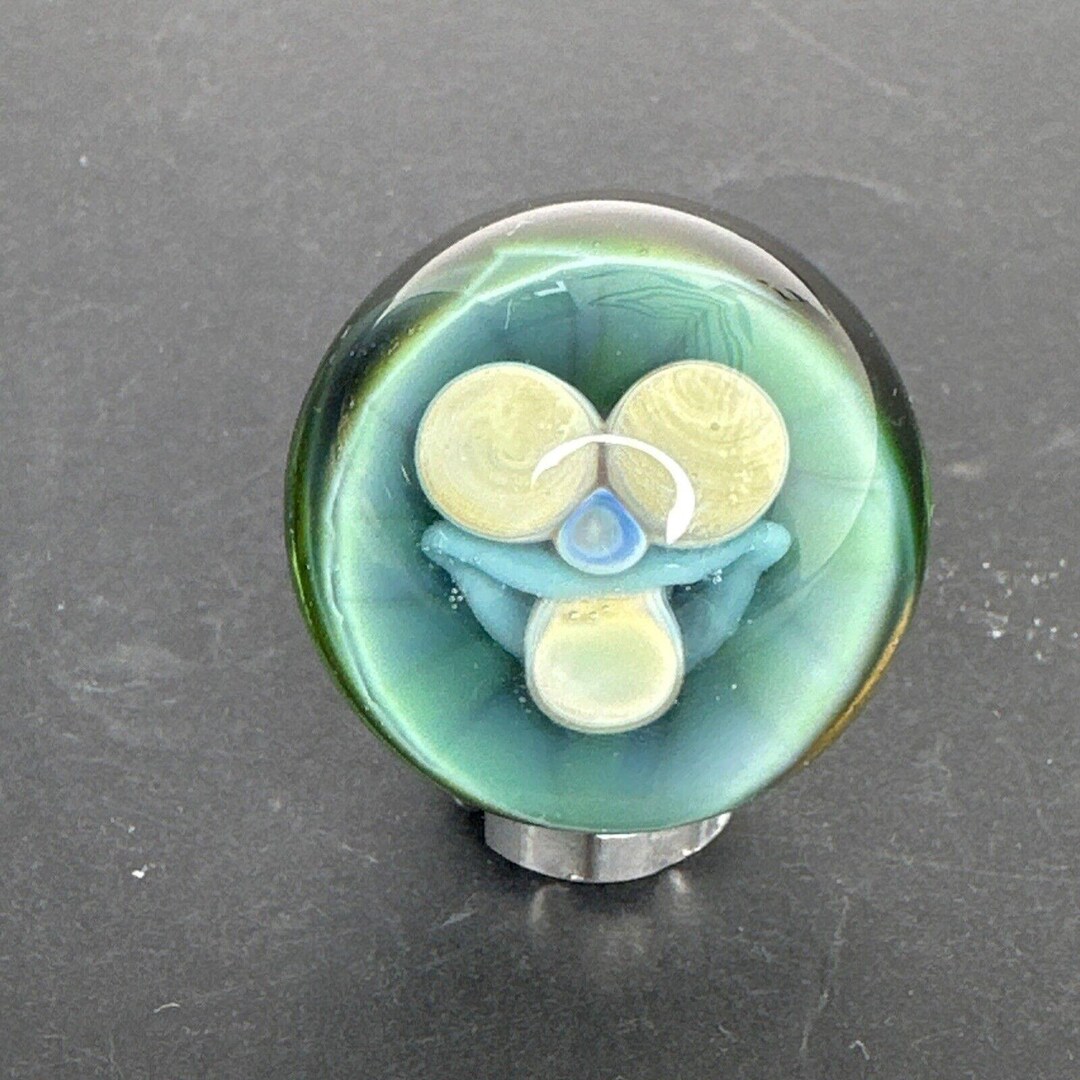 Handmade Contemporary Art Glass Marble 1.20" Double Face Implosion, UV ...