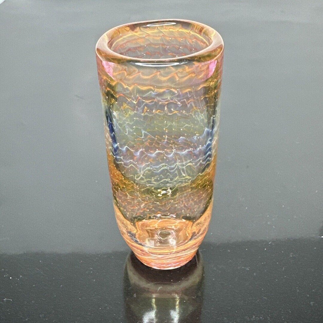 Handblown Borosilicate Shot Glass Fumed Wrap & Rake Boro Art Handmade 3 ...