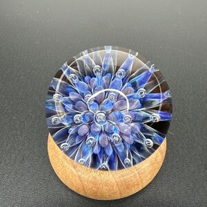 Handmade Art Glass Air Trap Implosion Marble 1.25 Shades of Blue Contemporary Borosilicate ...