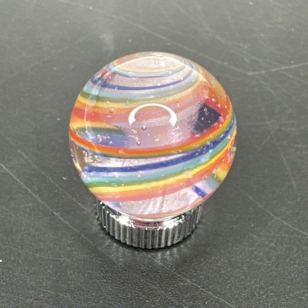 Contemporary Handmade Art Glass Marble .85 Fun Color Swirls, Pink, UV ...