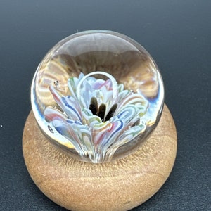Contemporary Art Glass Marble 1.06 Handmade Colorful Flower Implosion ...