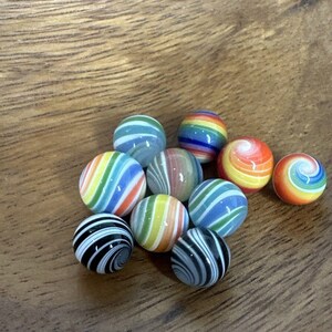 10x Contemporary Handmade Peewee Marbles + Jar Mini Borosilicate Pearls ...