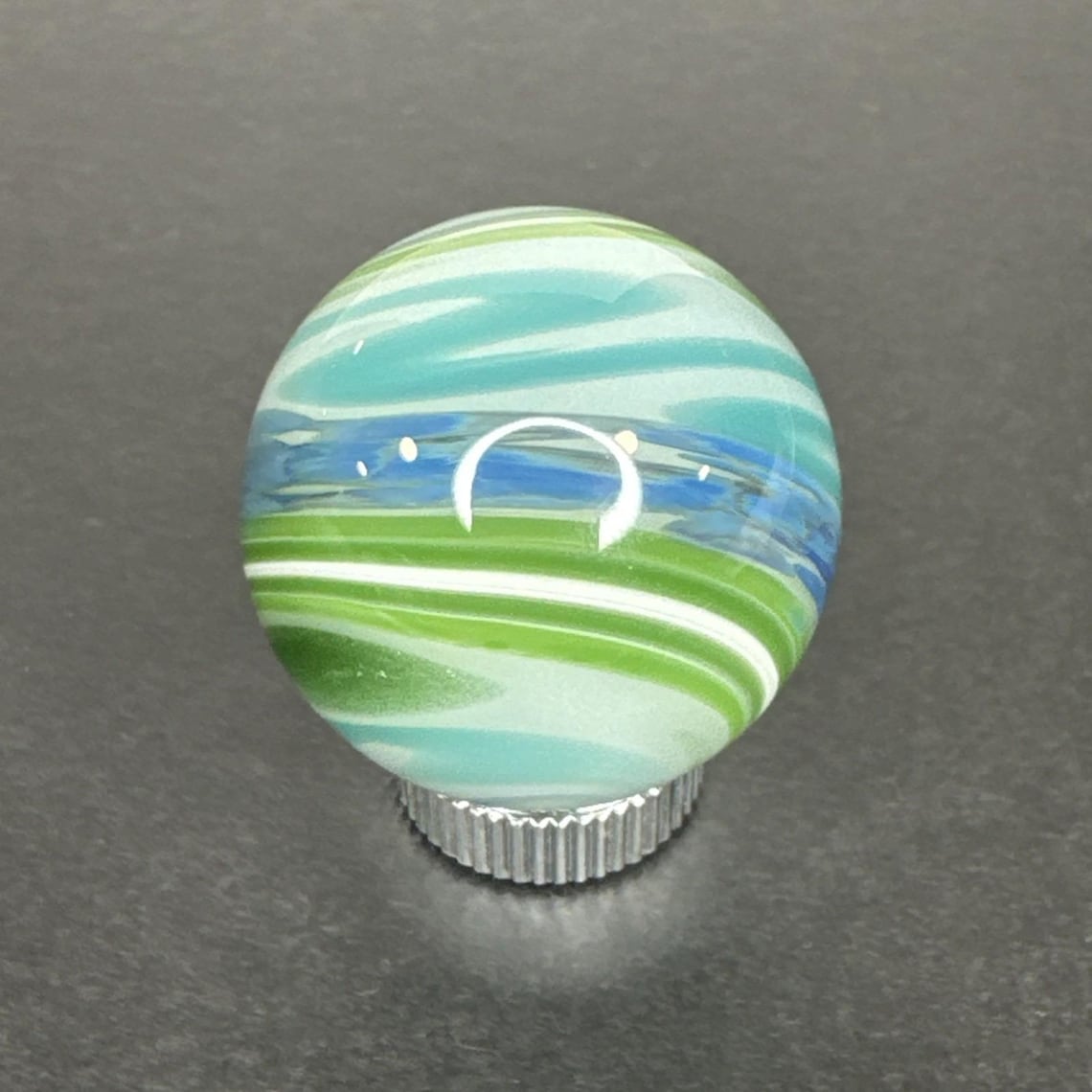Contemporary Handmade Art Glass Marble 1.07" Surface Swirls, Sparkly ...