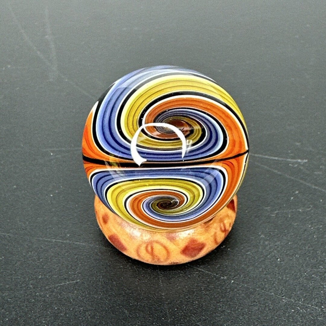 Contemporary Art Glass Handmade Marble 1.05 Mirrored Multicolor Swirl MIB Boro, Heady Lampwork ...