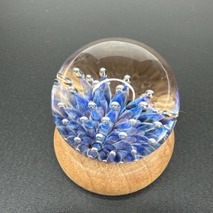 Handmade Art Glass Air Trap Implosion Marble 1.25 Shades of Blue Contemporary Borosilicate ...