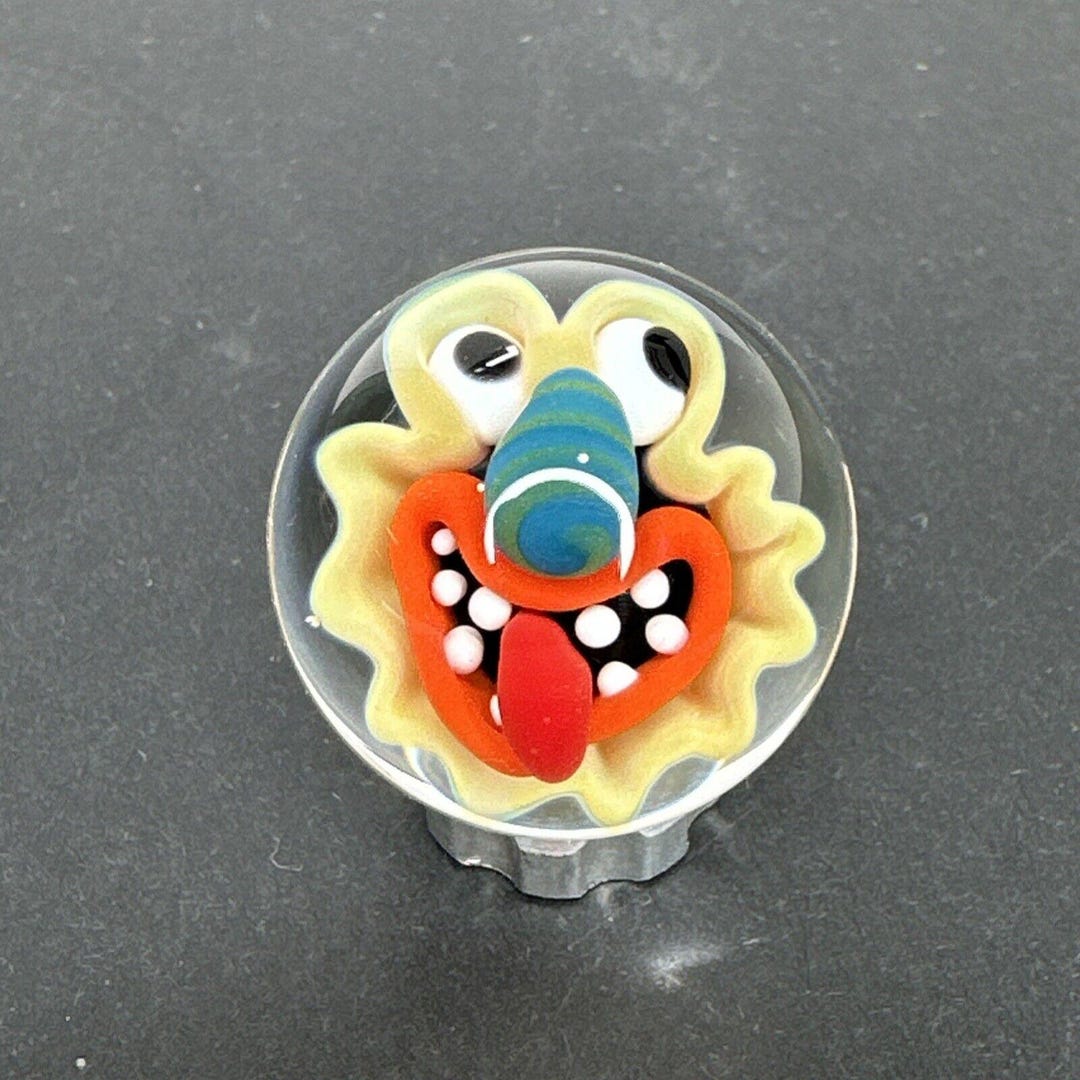 Handmade Contemporary Art Glass Marble 1.07 Monster Face MIB Boro ...
