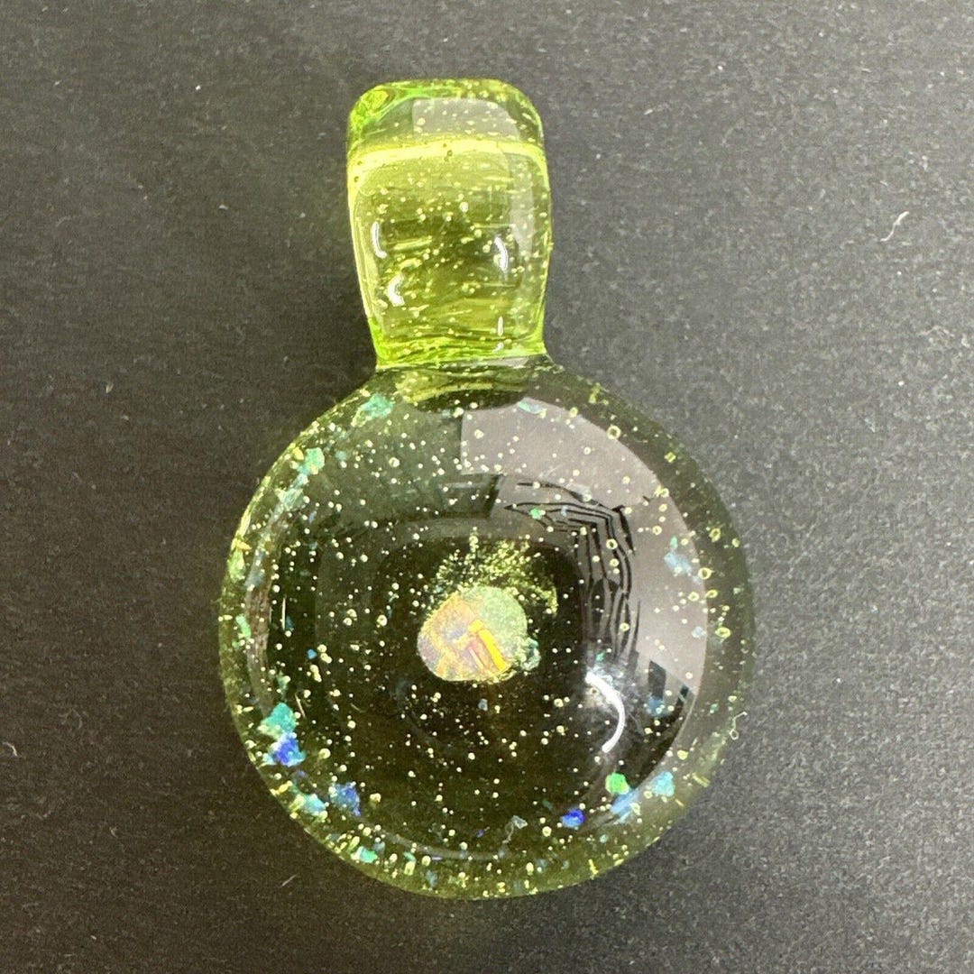 Handmade Art Glass Encased Opal Pendant Slime Green Heady Borosilicate ...