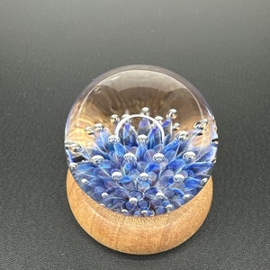 Handmade Art Glass Air Trap Implosion Marble 1.25 Shades of Blue Contemporary Borosilicate ...