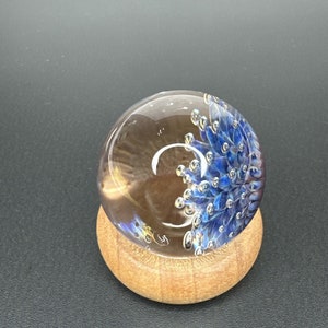 Handmade Art Glass Air Trap Implosion Marble 1.25 Shades of Blue Contemporary Borosilicate ...