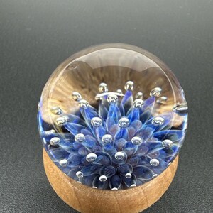 Handmade Art Glass Air Trap Implosion Marble 1.25 Shades of Blue Contemporary Borosilicate ...