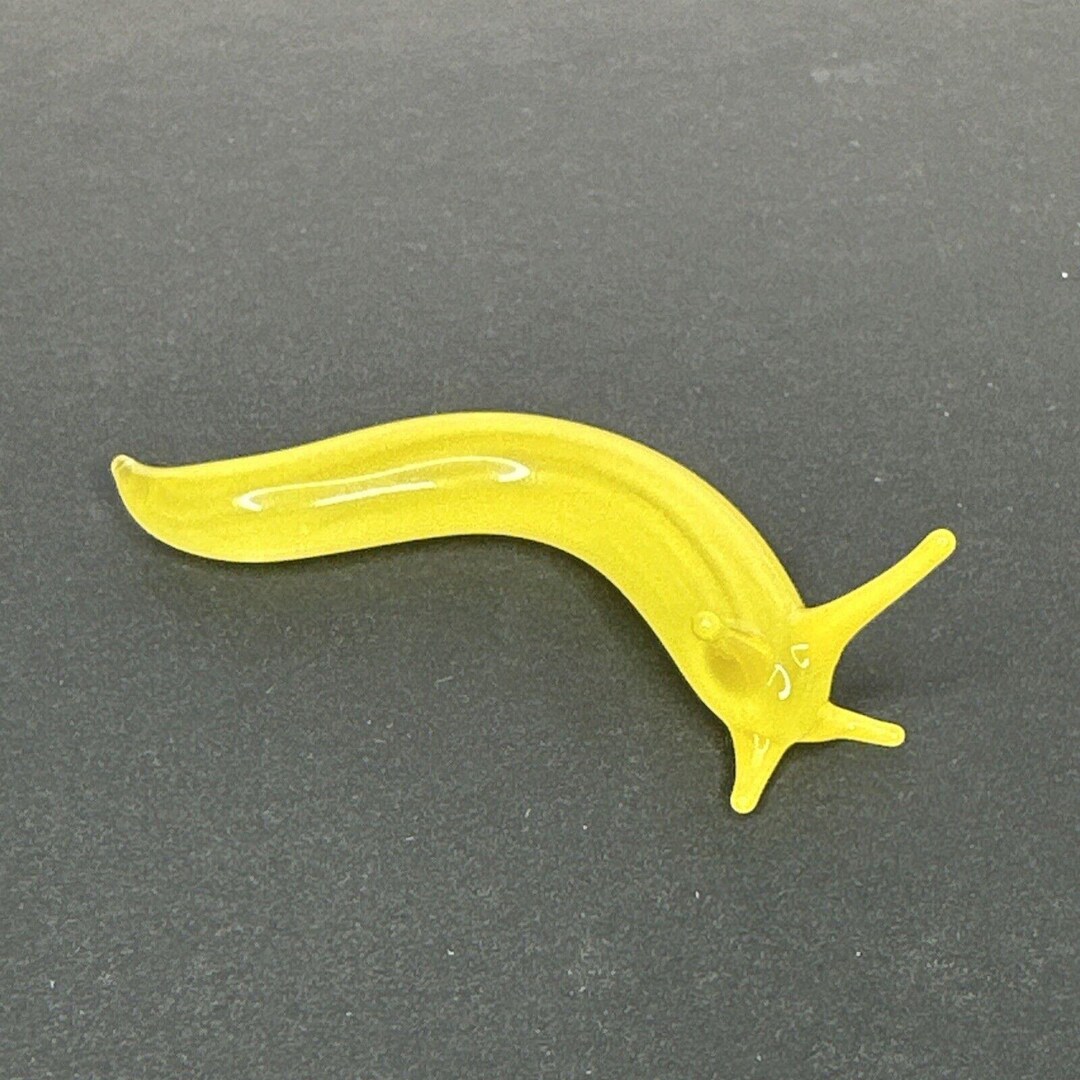 Handblown Art Glass Yellow Slug Figurine Miniature Sculpture ...