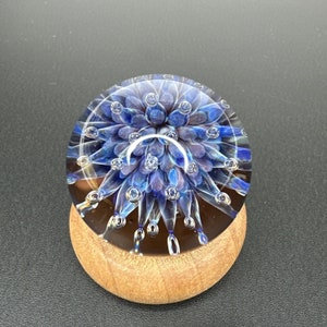 Handmade Art Glass Air Trap Implosion Marble 1.25 Shades of Blue Contemporary Borosilicate ...