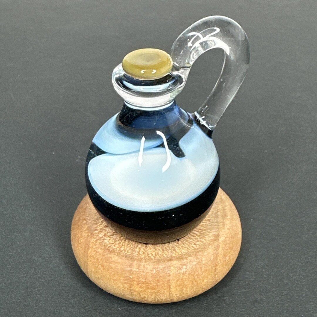 Handblown Art Glass Potion Bottle Jug Pendant Sparkly Blue, White ...