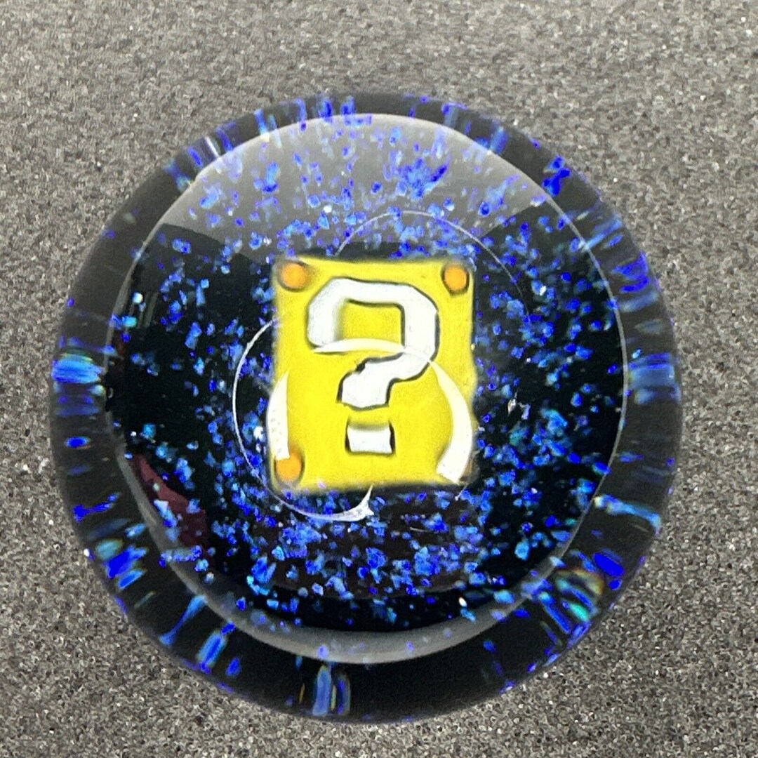 Contemporary Art Glass Marble 1.61" Mario Bros Yellow ? Box Millefiori ...