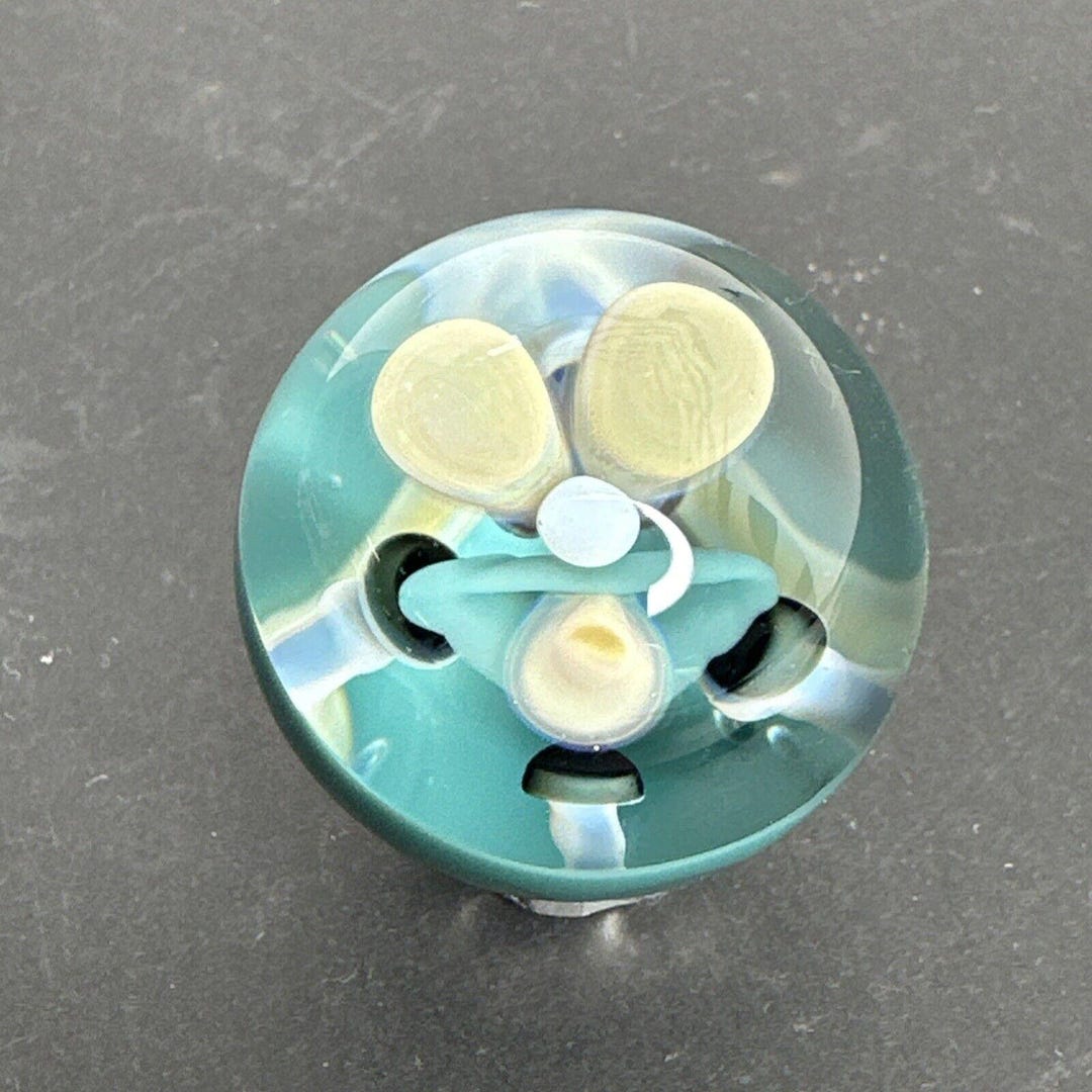 Handmade Contemporary Art Glass Marble 1.19" Face Implosion W ...