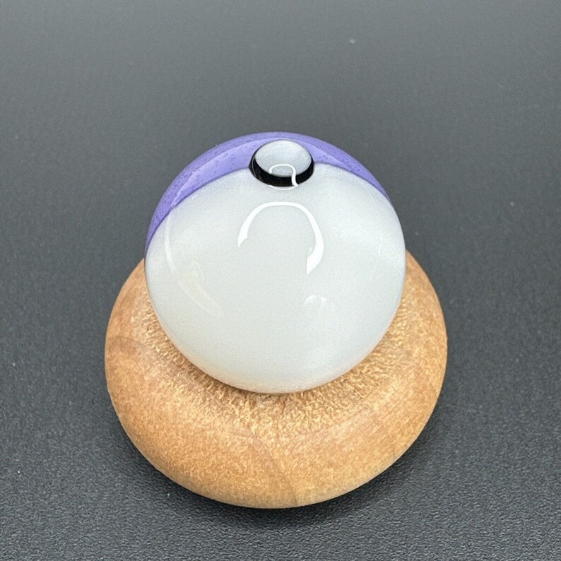 Contemporary Art Glass Pokeball Marble .96 Handmade MIB Purple/pink ...