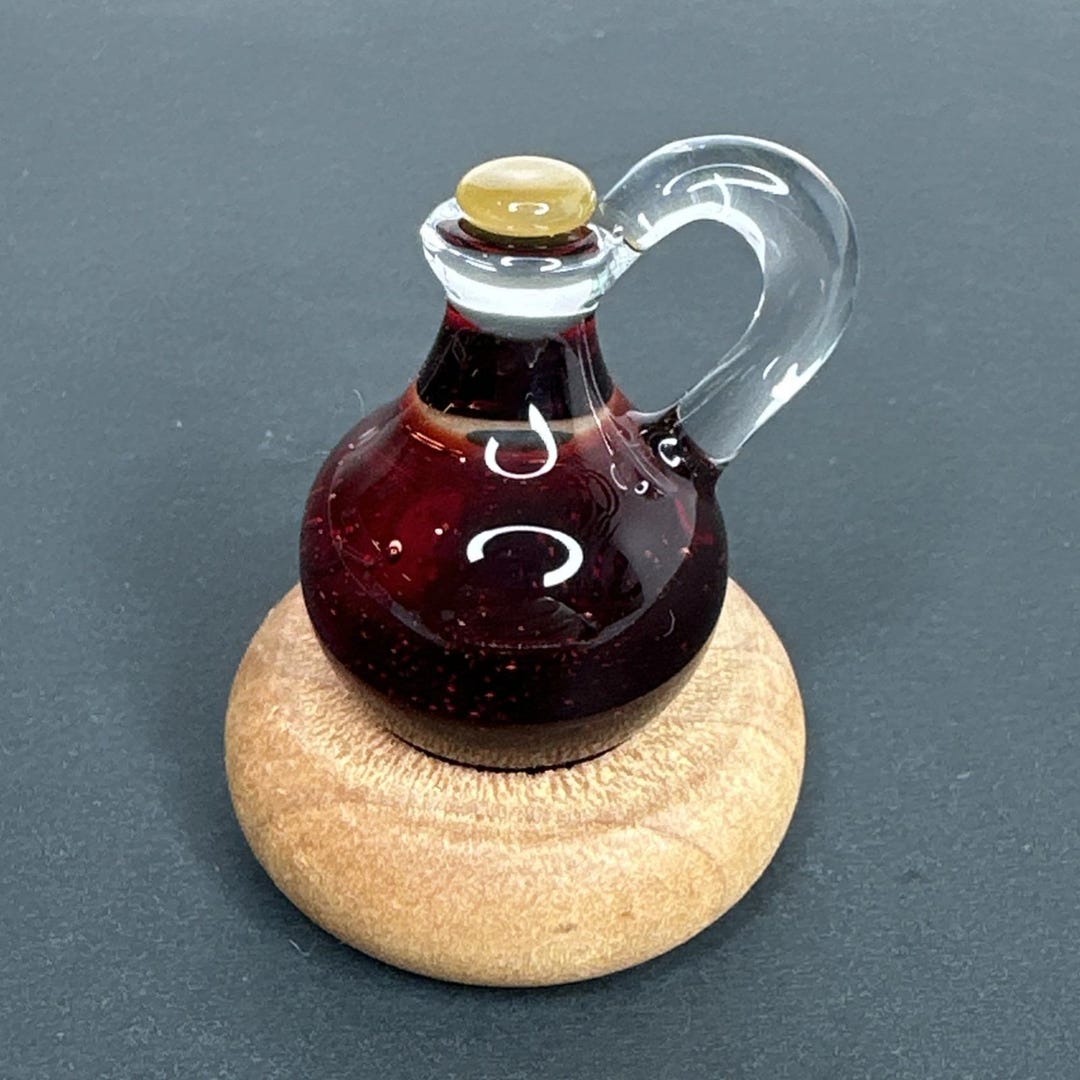 Handblown Art Glass Potion Bottle Jug Pendant Crimson Red Borosilicate ...