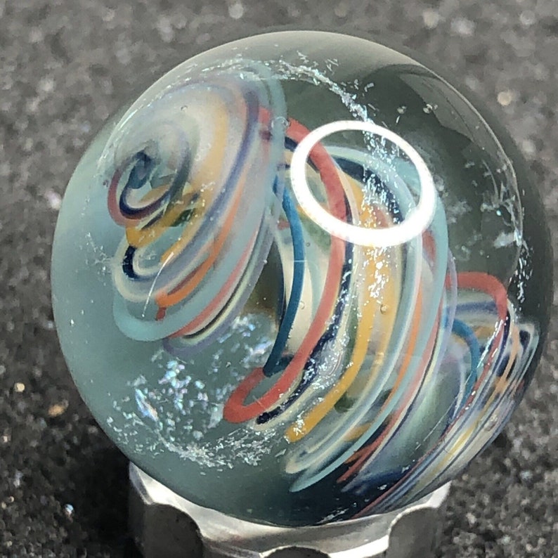 Handmade Contemporary Glass Art Marble .92 Rainbow Spiral - Etsy
