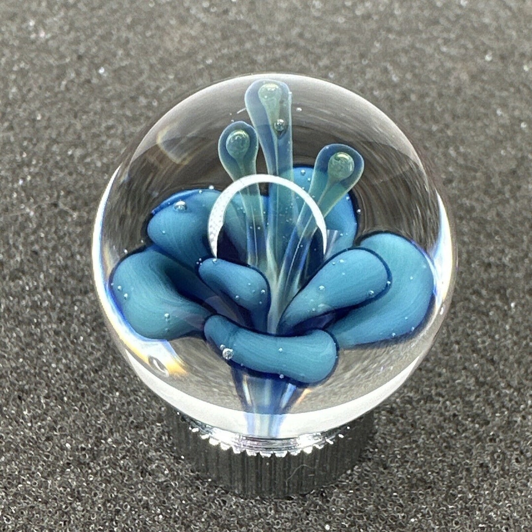 Handmade Contemporary Art Glass Flower Marble .95 Blue - Etsy