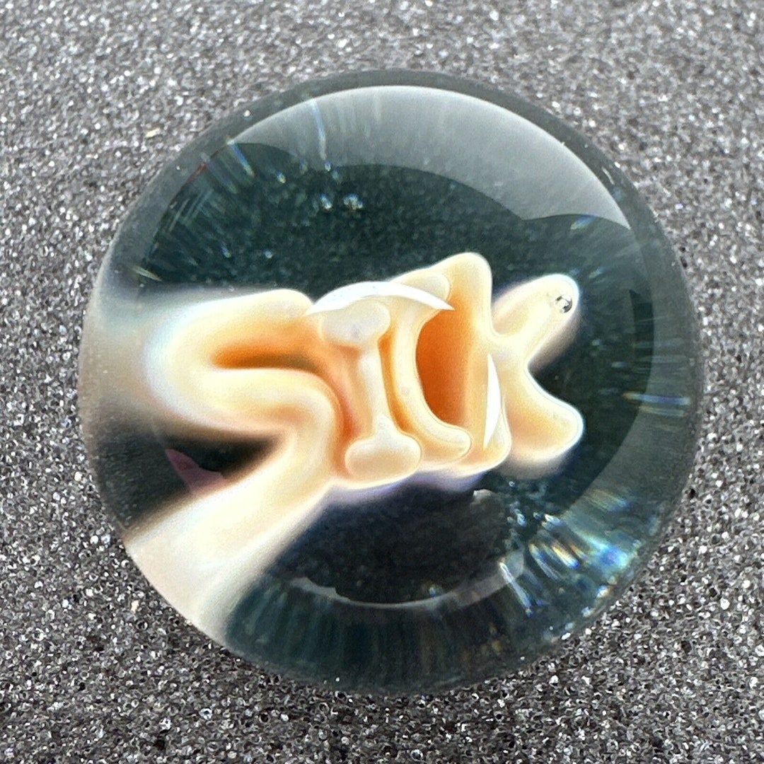 Handmade Contemporary 1.06" Art Glass Marble "sick" Word Implosion Boro ...