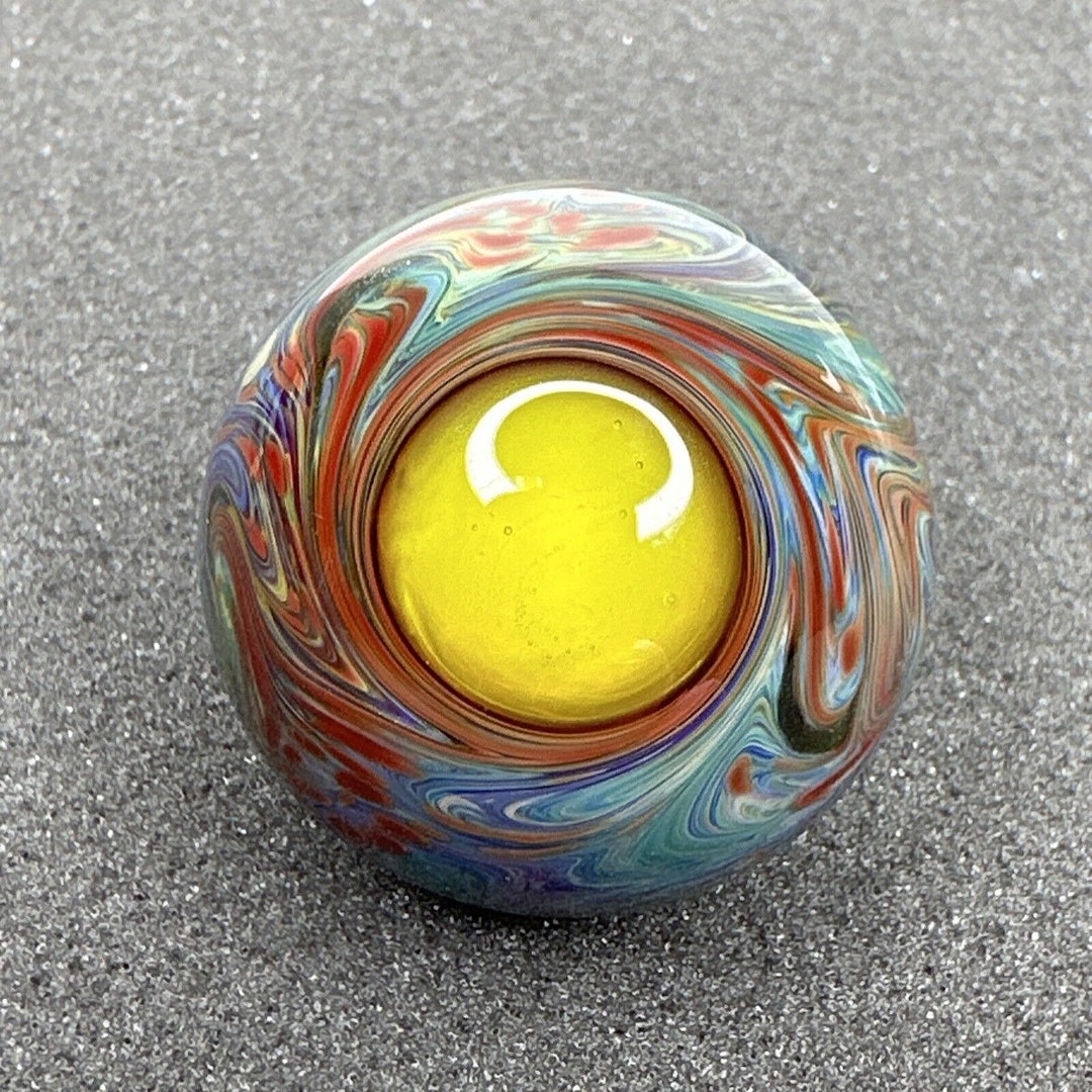 Handmade Contemporary Art Glass Marble 1.47 Chaos Swirls Multicolor ...