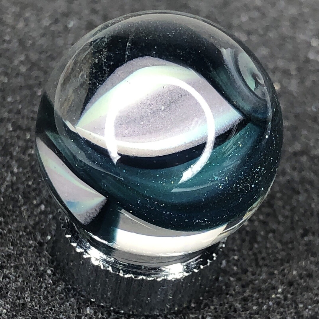 Contemporary Art Glass Handmade Marble .85 Sparkly Blue & Pink Twist ...