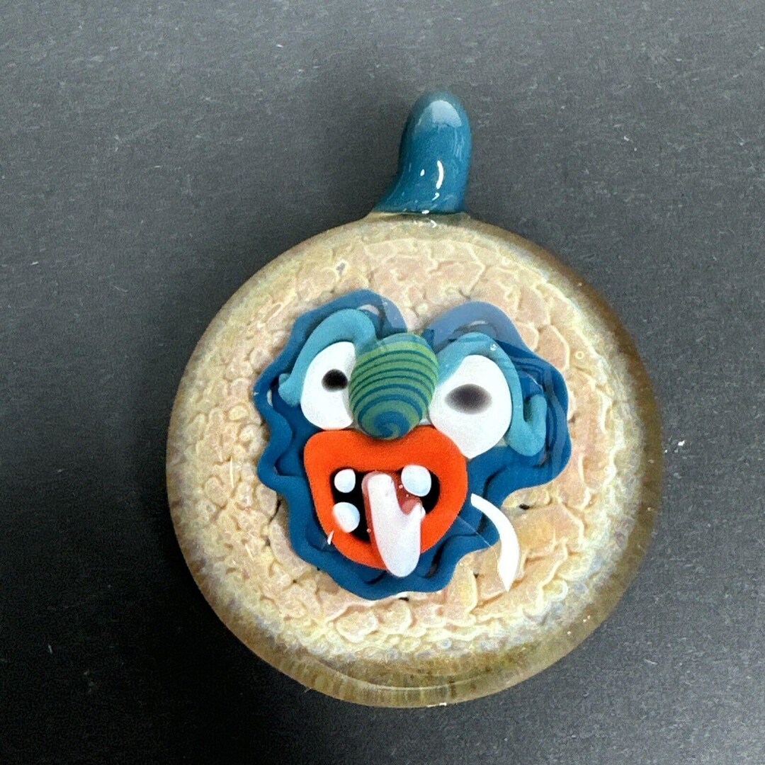 Handmade Borosilicate Art Glass Monster Face Implosion Pendant Boro ...