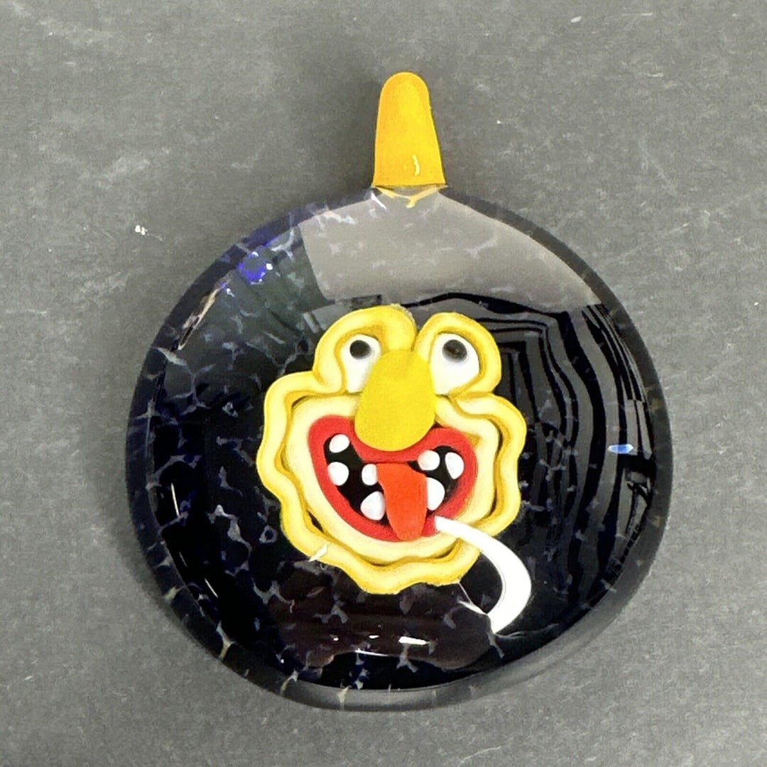 Handmade Art Glass Monster Face Implosion Pendant Borosilicate ...
