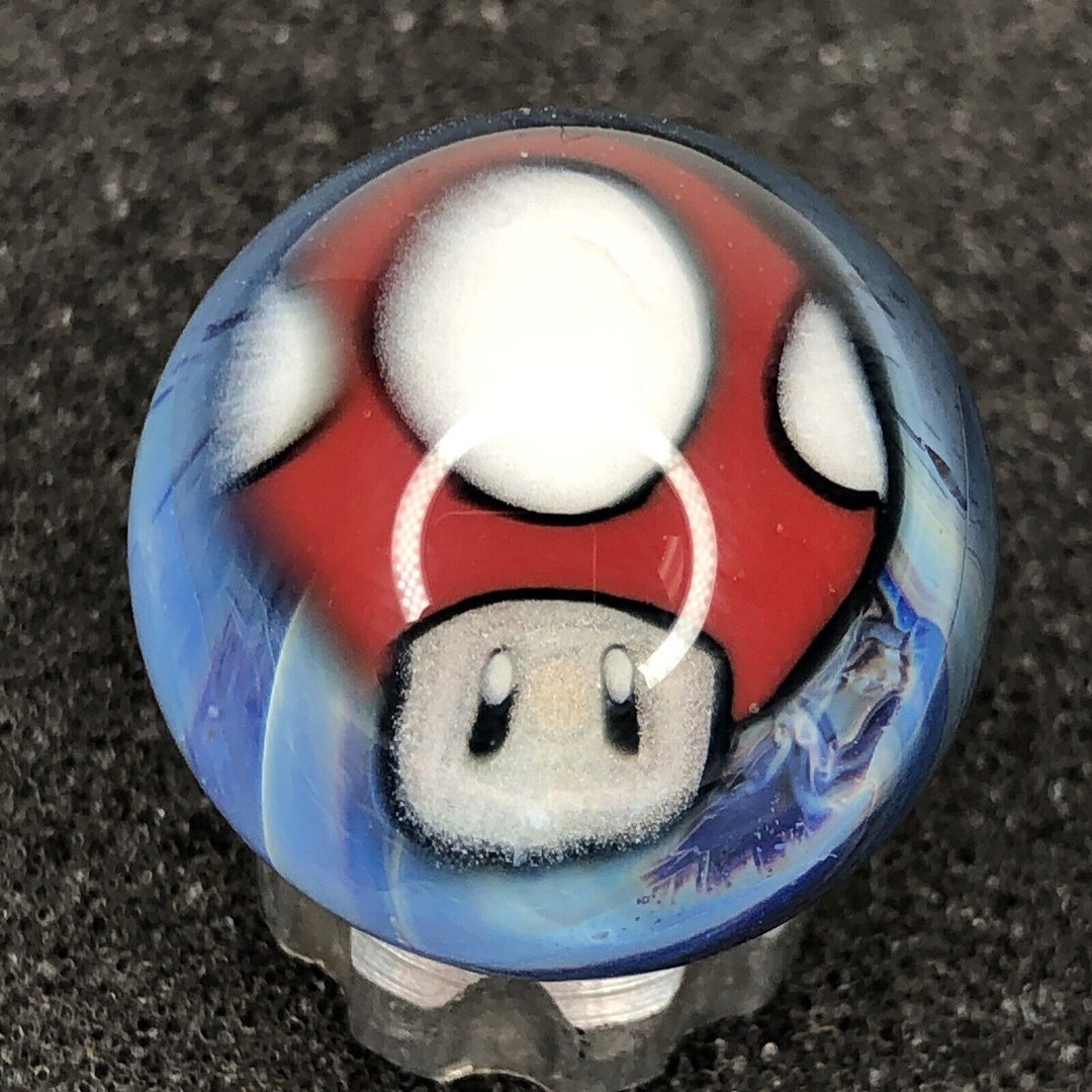 Handmade Contemporary Art Glass Super Mario Mushroom Marble .88 Boro ...