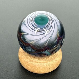 Contemporary Art Glass Marble 1.38 Abstract Swirls, Sparkles, Handmade ...
