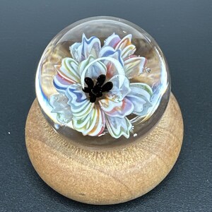 Contemporary Art Glass Marble 1.06 Handmade Colorful Flower Implosion ...